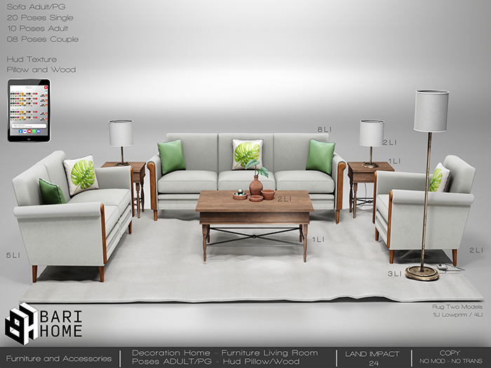 Second Life Marketplace - [BARI HOME] Alphonsine Furniture Set - White